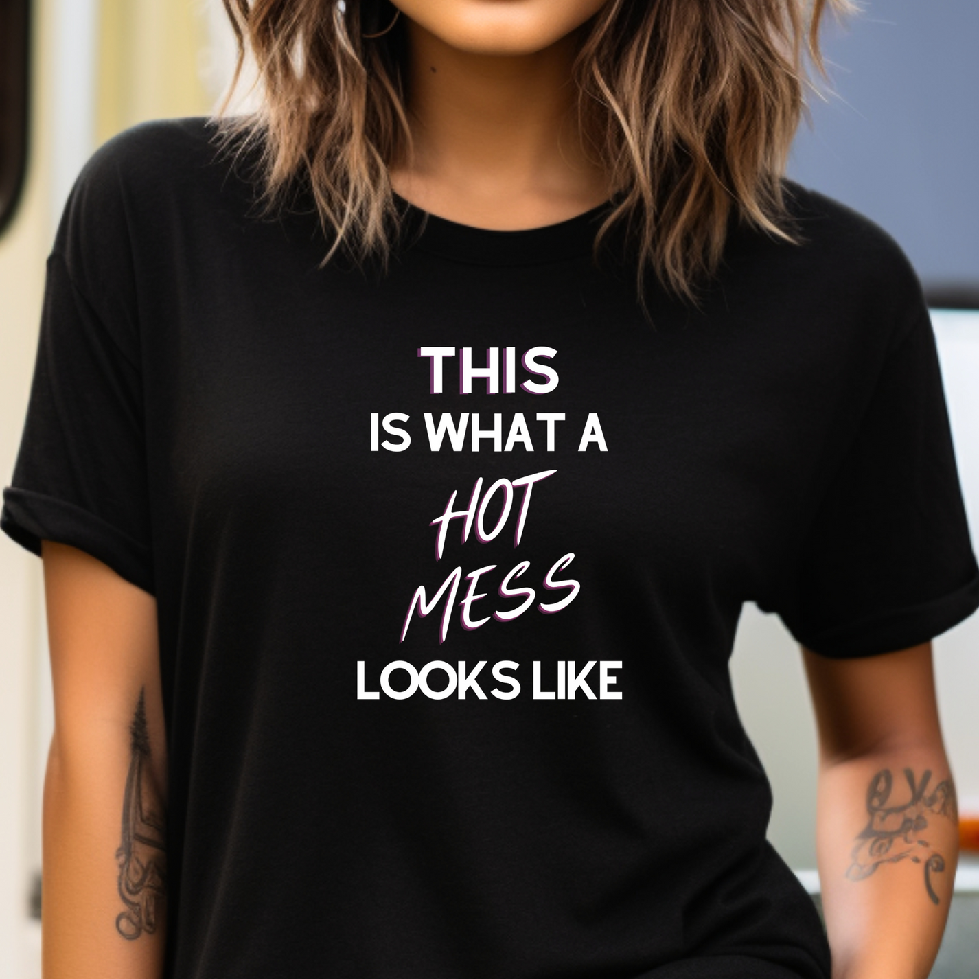 Short sleeve shirt, THIS IS WHAT A HOT MESS LOOKS LIKE – Scents of Humor